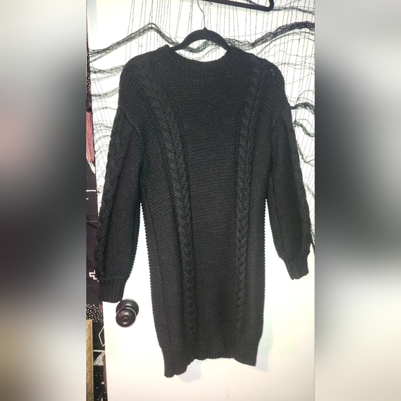 Devoted | Sweaters | Chic Black Cable Knit Sweater Dress | Poshmark